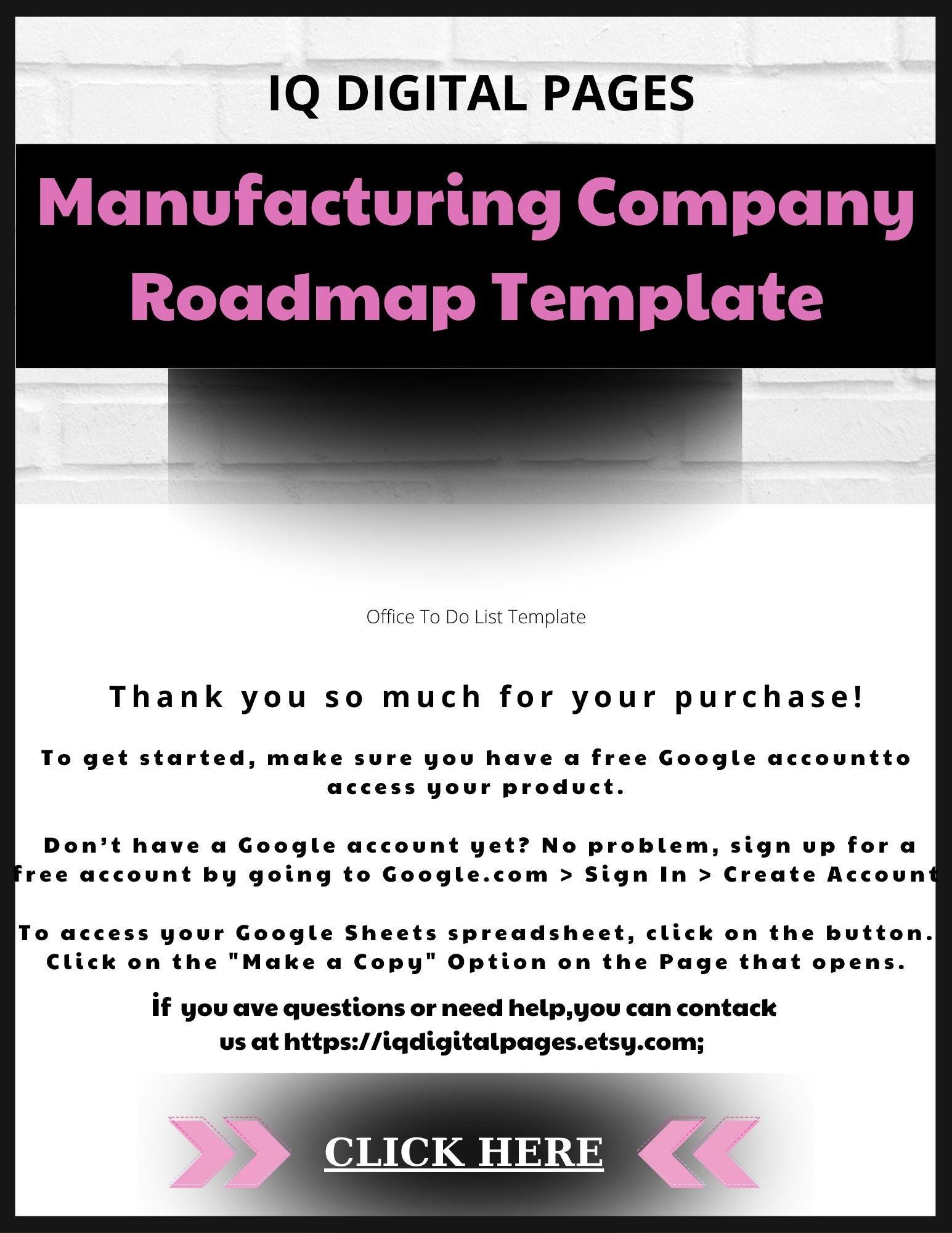 Manufacturing Company Roadmap Template, Editable Google Sheets, Easy to ...
