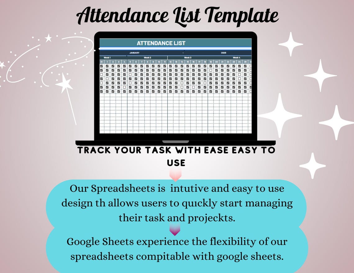 Attendance List Template, Digital Download, Editable & Easy to Use ...