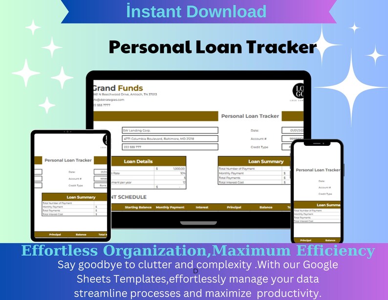 Personal Loan Tracker Template, Editable Google Sheets, Digital ...