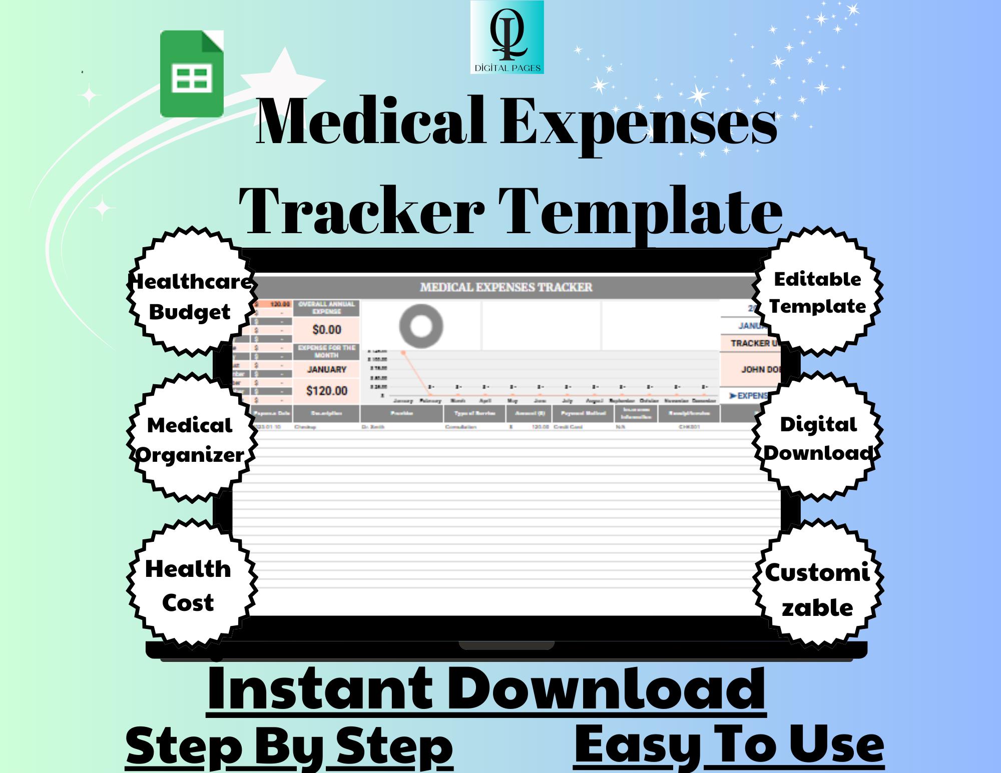 Medical Expenses Tracker Template, Editable Google Sheets, Digital ...