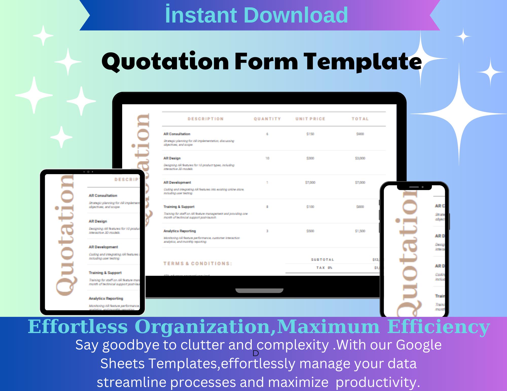 Quotation Form Template |google Sheets | Create & Customize Quotes ...