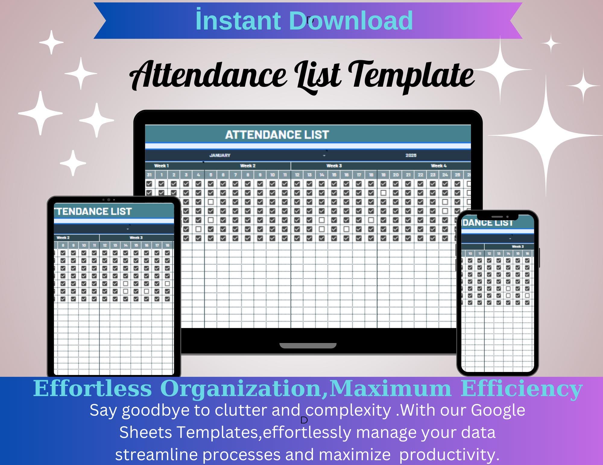 Attendance List Template, Digital Download, Editable & Easy to Use ...