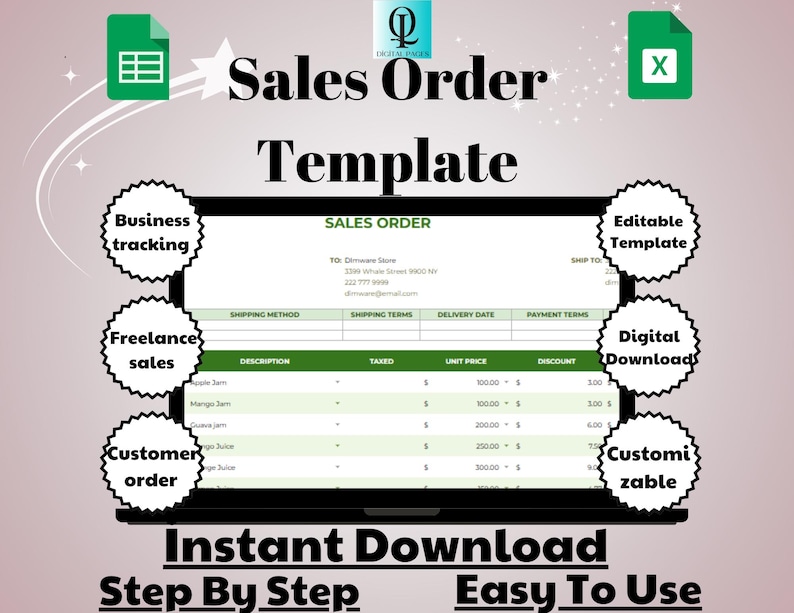 Sales Order Template, Digital Download, Editable Google Sheets, Easy to ...