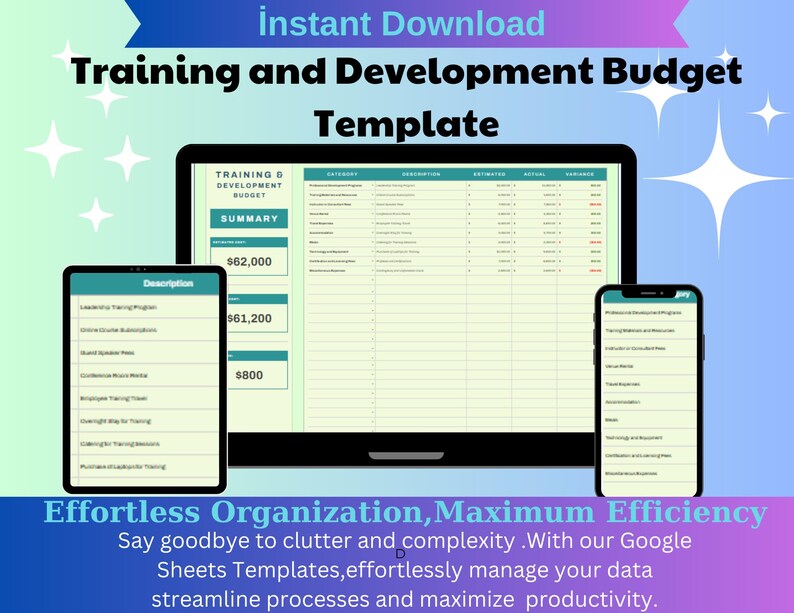 Training and Development Budget Template: Editable Google Sheets (digital Download) - Etsy
