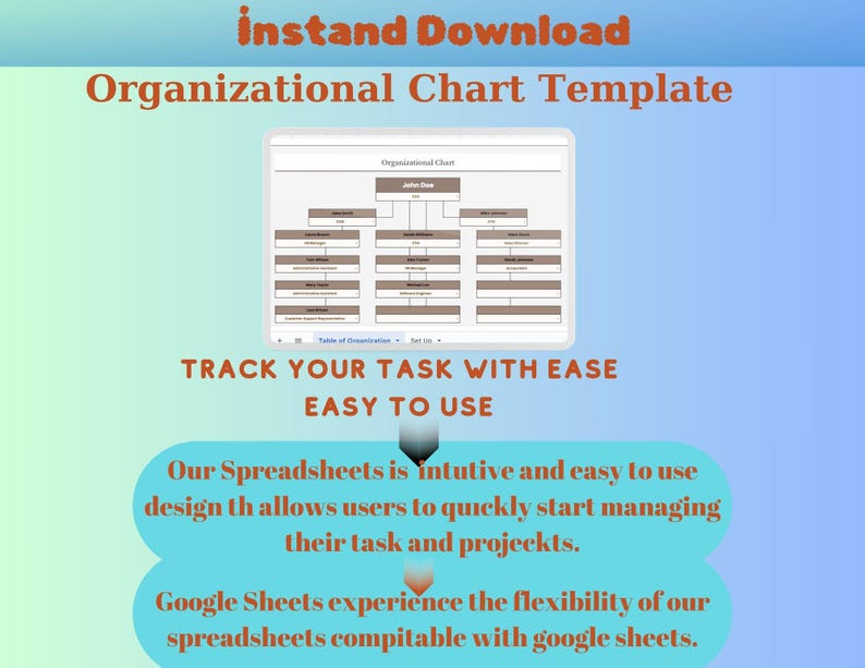 Organizational Chart Template | Google Sheets | Easy to Customize ...