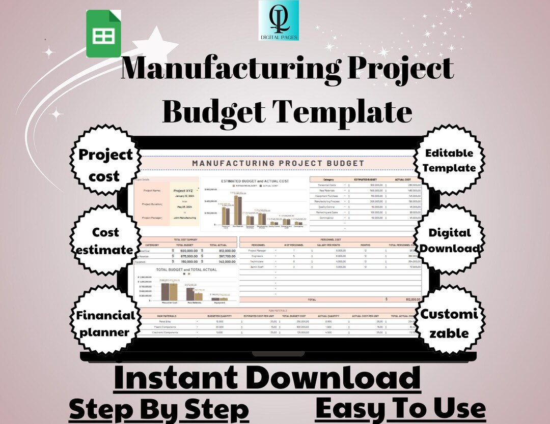 Manufacturing Project Budget Template, Digital Download, Editable ...
