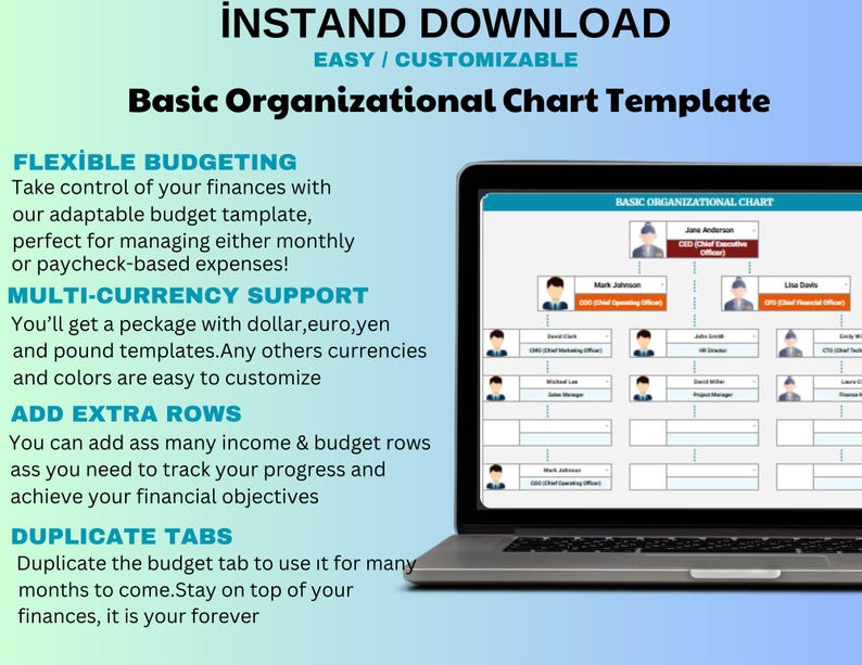 Basic Organizational Chart Template, Google Sheets Org Chart for ...