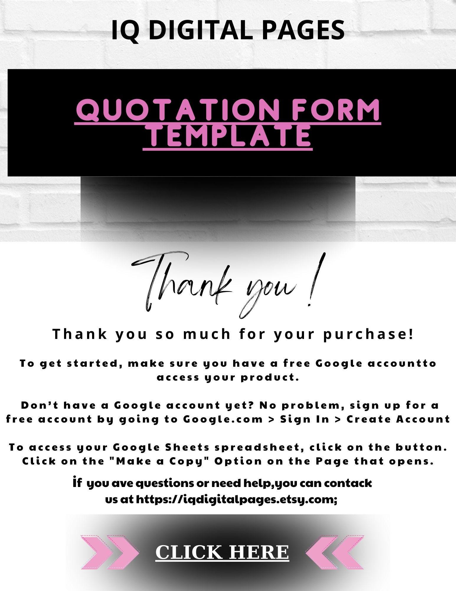 Quotation Form Template |google Sheets | Create & Customize Quotes ...
