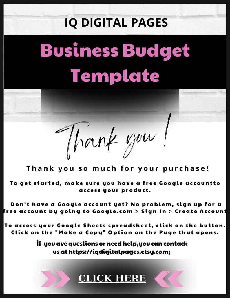 Business Budget Template, Editable Google Sheets, Digital Download for ...