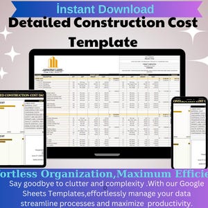 Detailed Construction Cost Template, Editable Google Sheets Budget ...