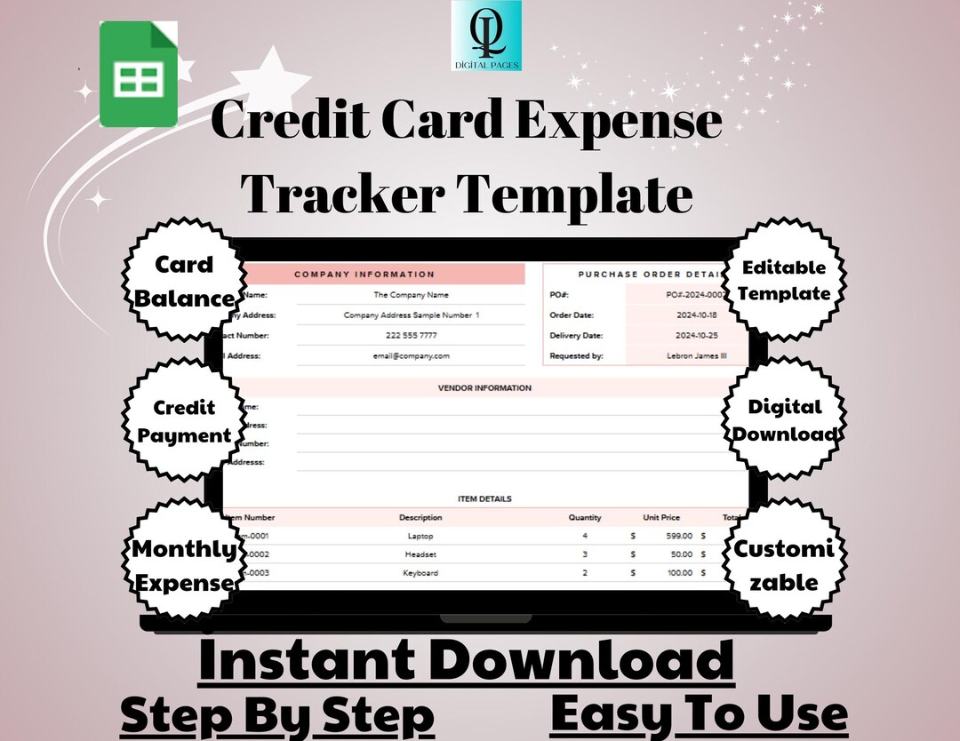 Credit Card Expense Tracker: Editable Budget Organizer (digital ...