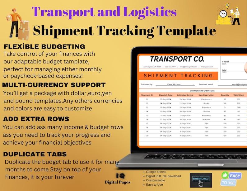 Transport and Logistics Shipment Tracking Spreadsheet Template ...