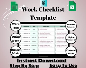 Work Checklist Template, Editable Google Sheets, Easy-to-use Task ...