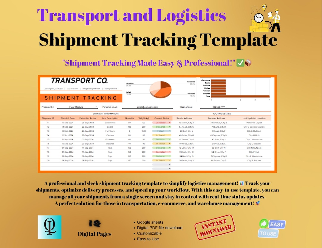 Transport and Logistics Shipment Tracking Spreadsheet Template ...
