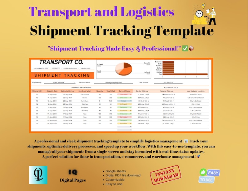 Transport and Logistics Shipment Tracking Spreadsheet Template ...