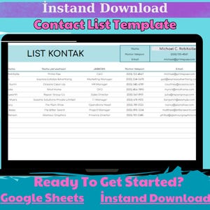 Contact List Template | Google Sheets| Easy to Use & Customize|manage ...