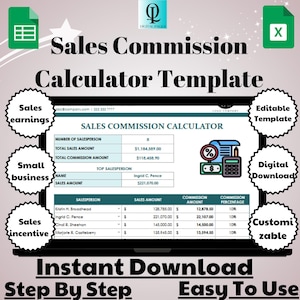 Sales Commission Calculator Template: Editable Google Sheets (digital ...