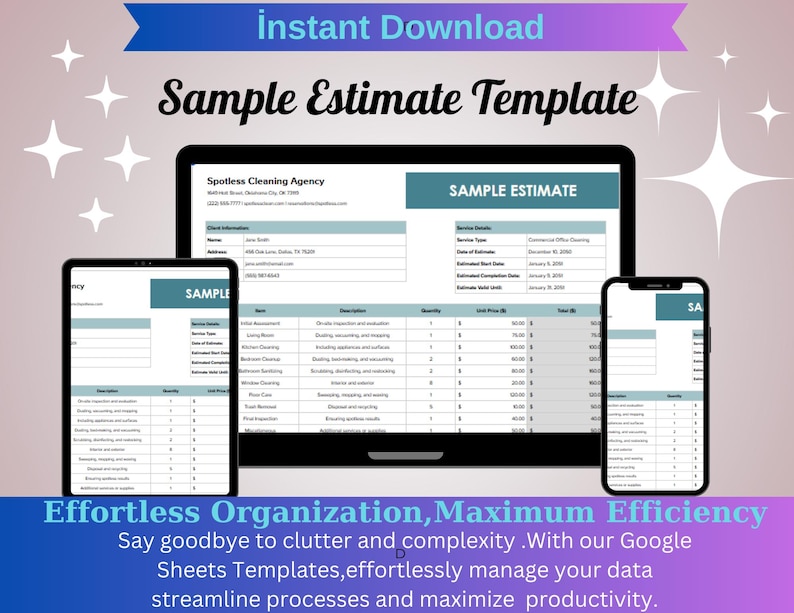 Sample Estimate Template, Digital Download, Editable and Easy to Use ...