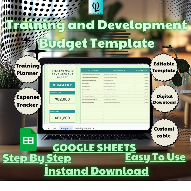 Training and Development Budget Template, Editable Google Sheets, Digital Download for Tracking ...