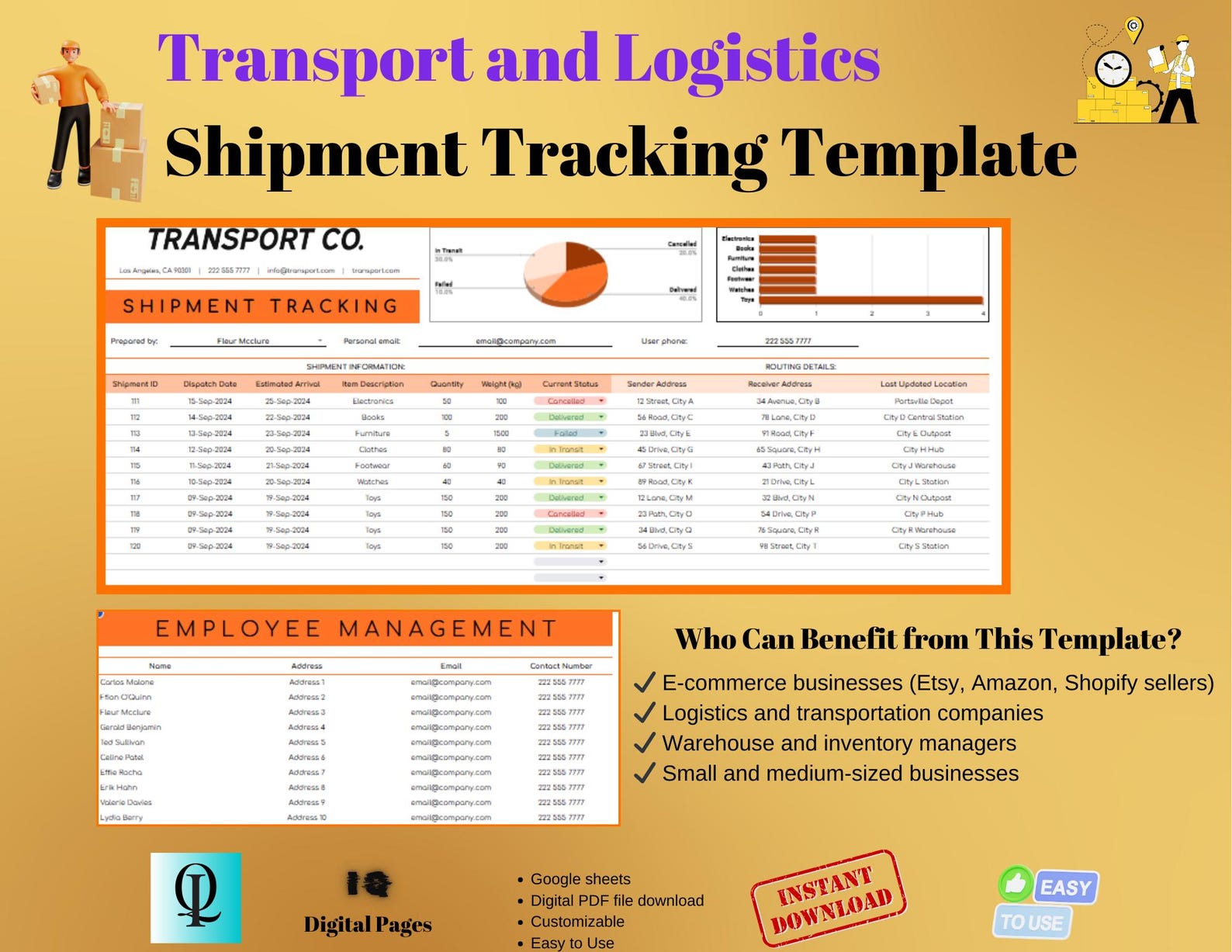 Transport and Logistics Shipment Tracking Spreadsheet Template ...