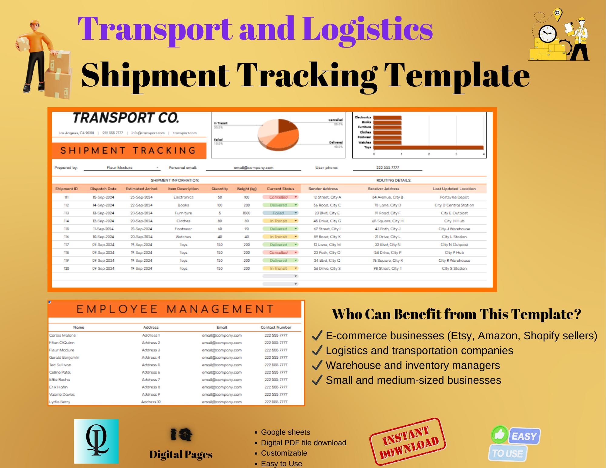 Transport and Logistics Shipment Tracking Spreadsheet Template ...