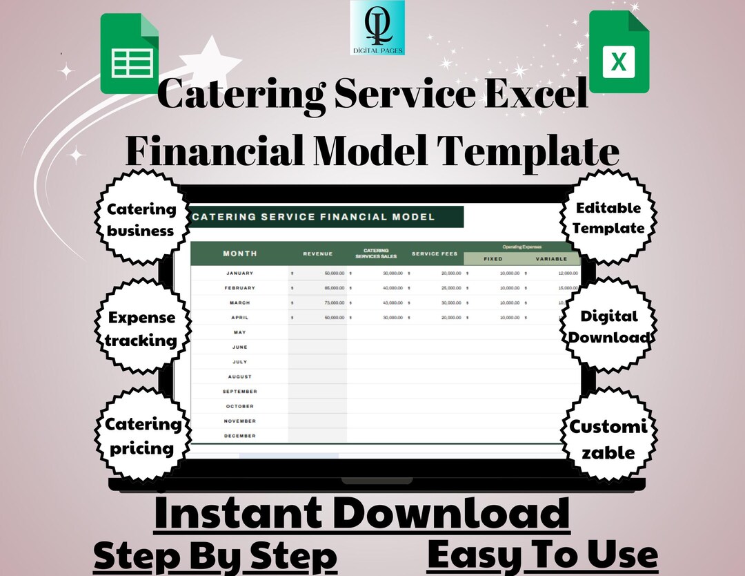 Catering Service Excel Financial Model Template, Editable Google Sheets ...