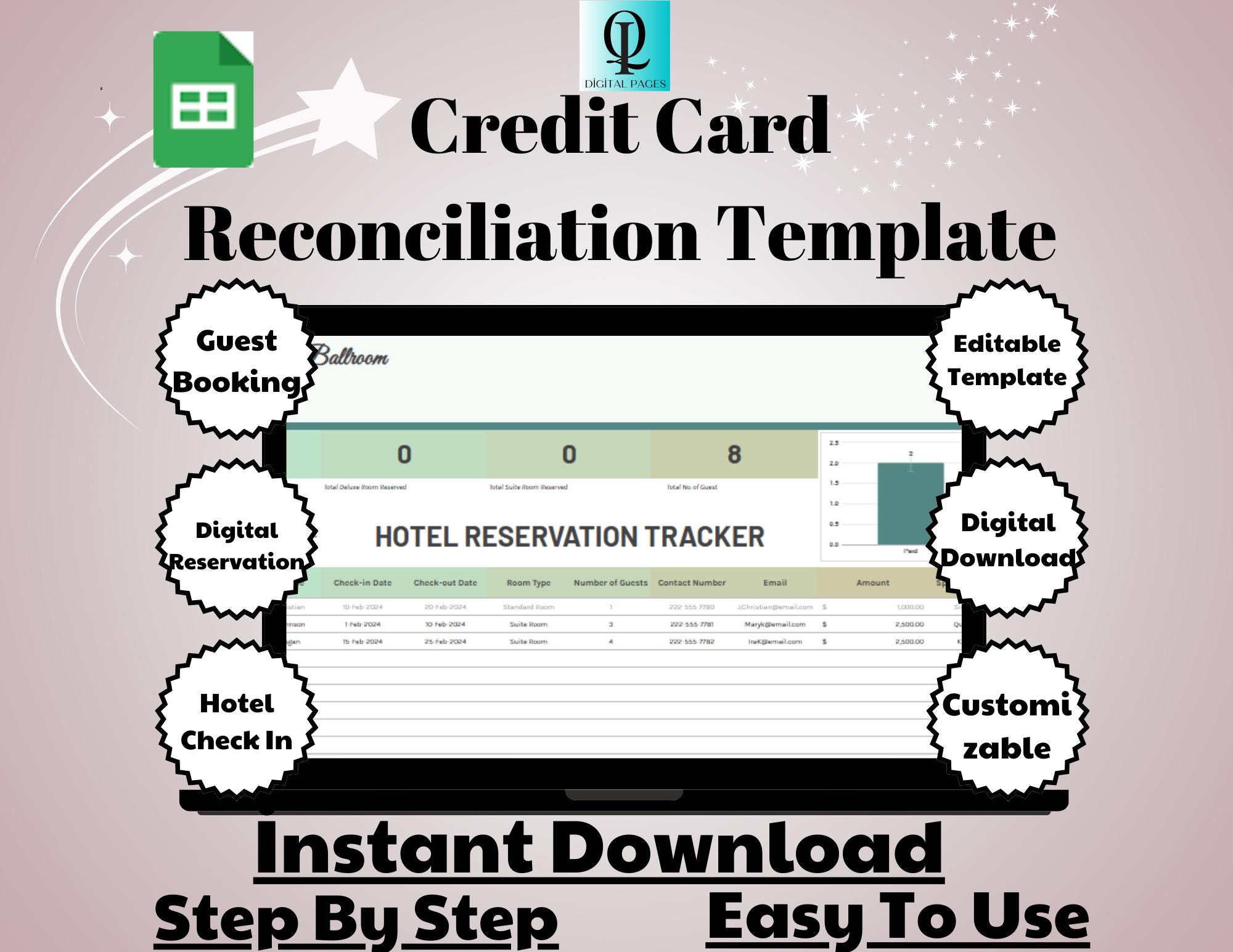 Credit Card Reconciliation Template, Editable Google Sheets, Digital ...