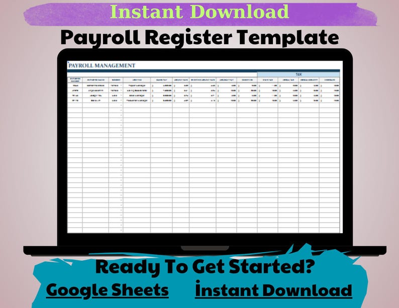 Payroll Register Template, Editable Excel & Google Sheets, Employee ...