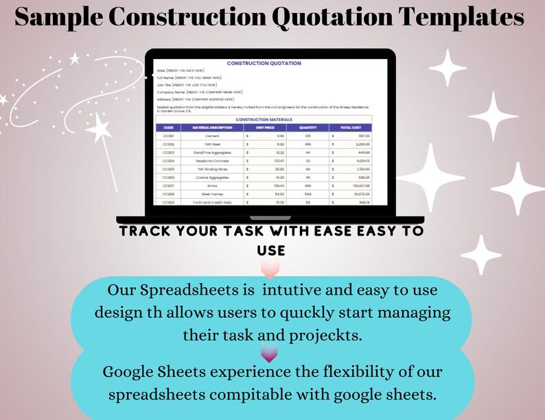 Sample Construction Quotation Templates, Digital Download, Editable ...