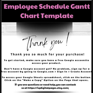 Employee Schedule Gantt Chart Template: Editable Google Sheets (digital ...