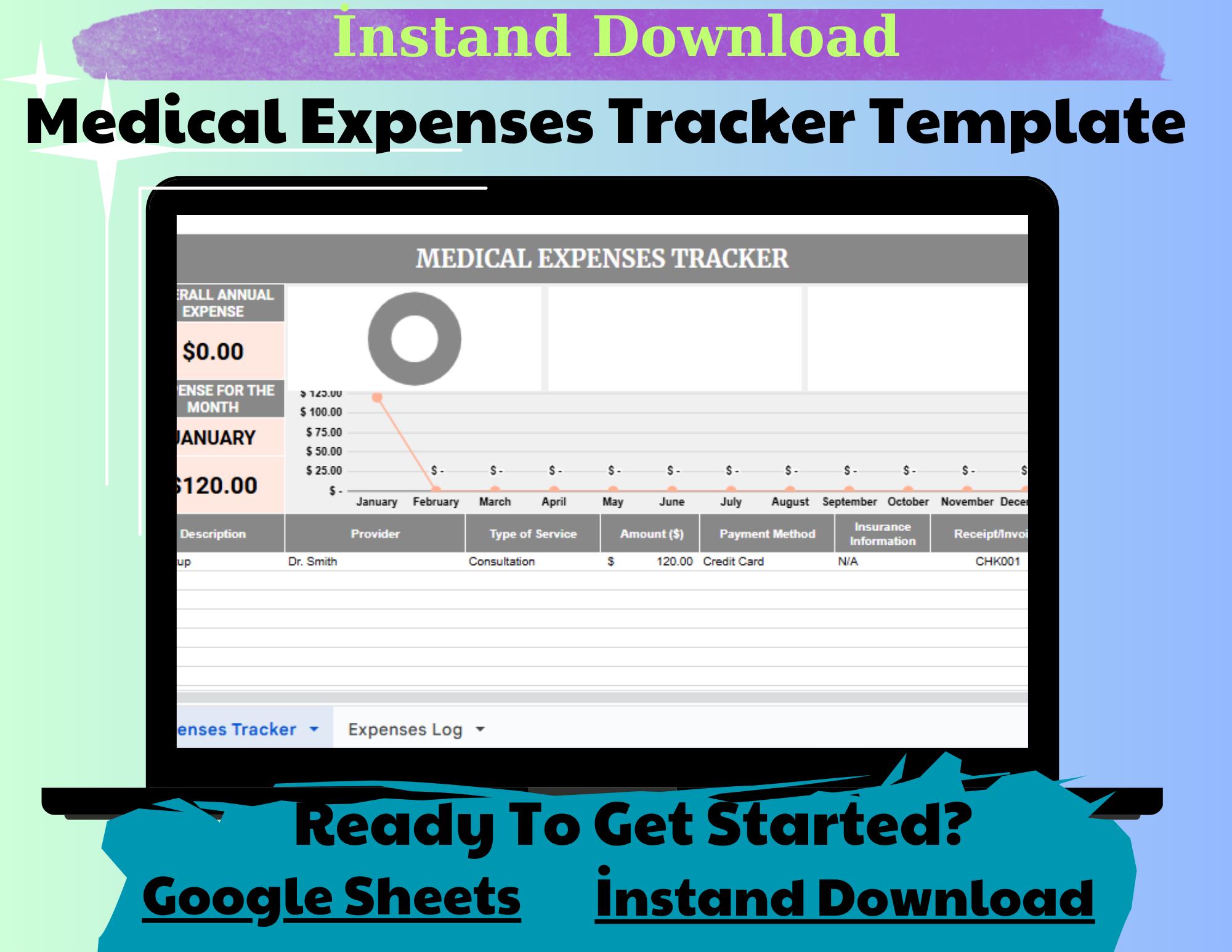 Medical Expenses Tracker Template, Editable Google Sheets, Digital ...