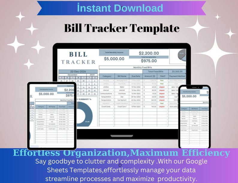 Bill Tracker Template: Customizable Google Sheets (digital Download) - Etsy