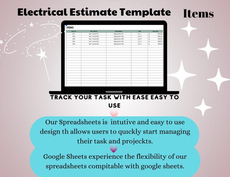 Electrical Estimate Template, Editable Google Sheets, Easy to Use ...