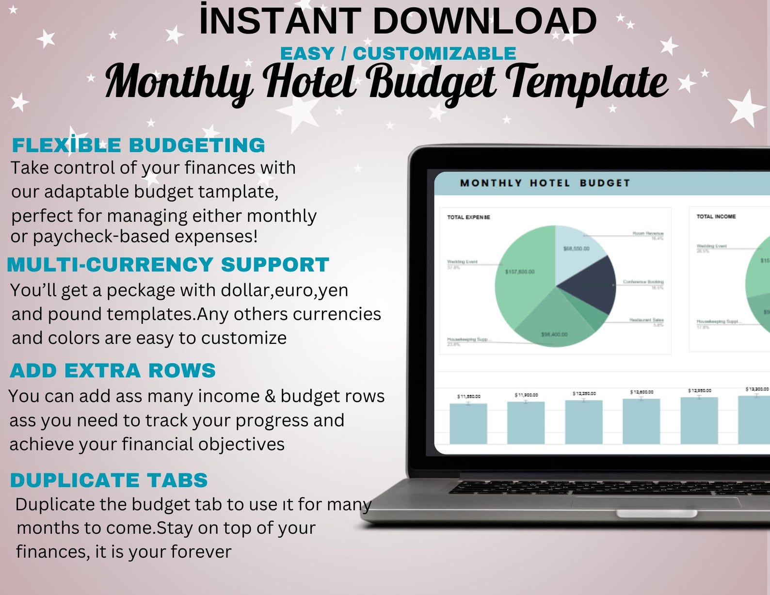 Monthly Hotel Budget Template, Digital Download, Editable & Easy to Use ...
