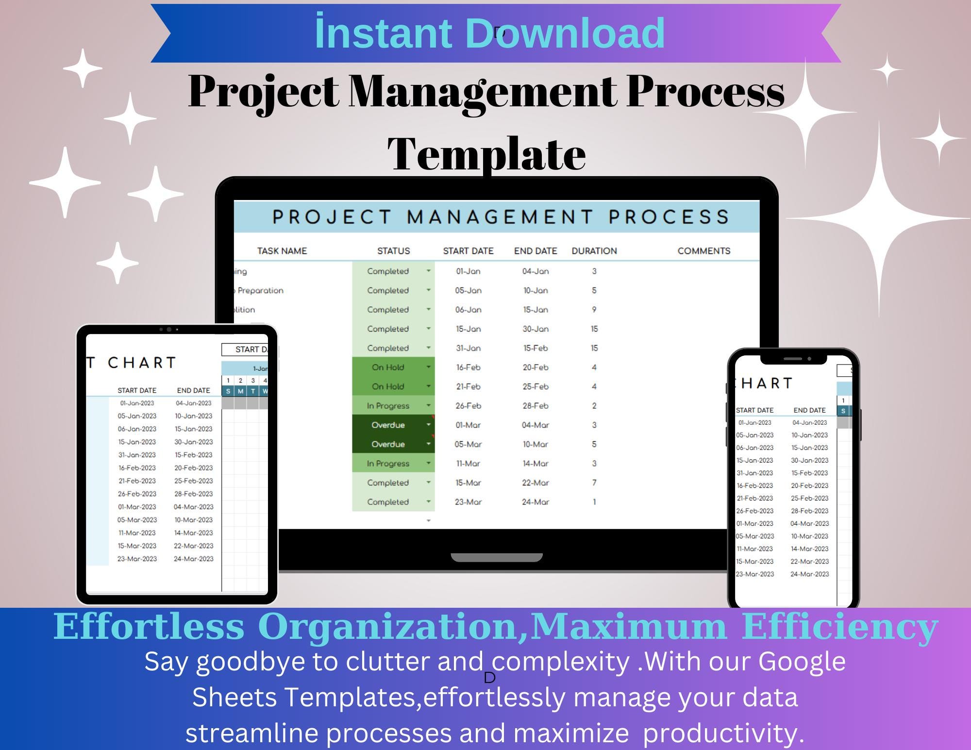 Project Management Process Template: Editable Excel & Google Sheets ...