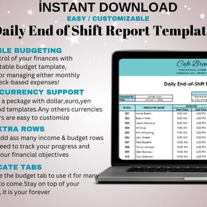 Daily End of Shift Report Template: Editable Google Sheets (digital ...