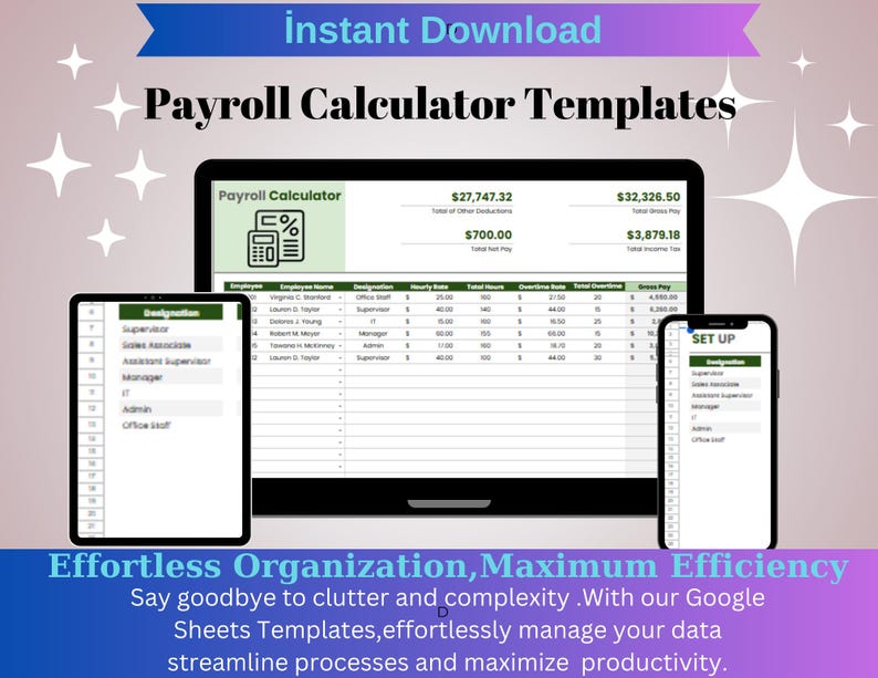 Payroll Calculator Template, Editable Google Sheets, Easy to Use ...