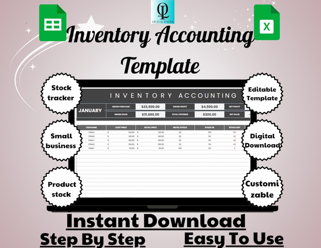 Inventory Accounting Template, Editable Google Sheets, Stock Tracker ...