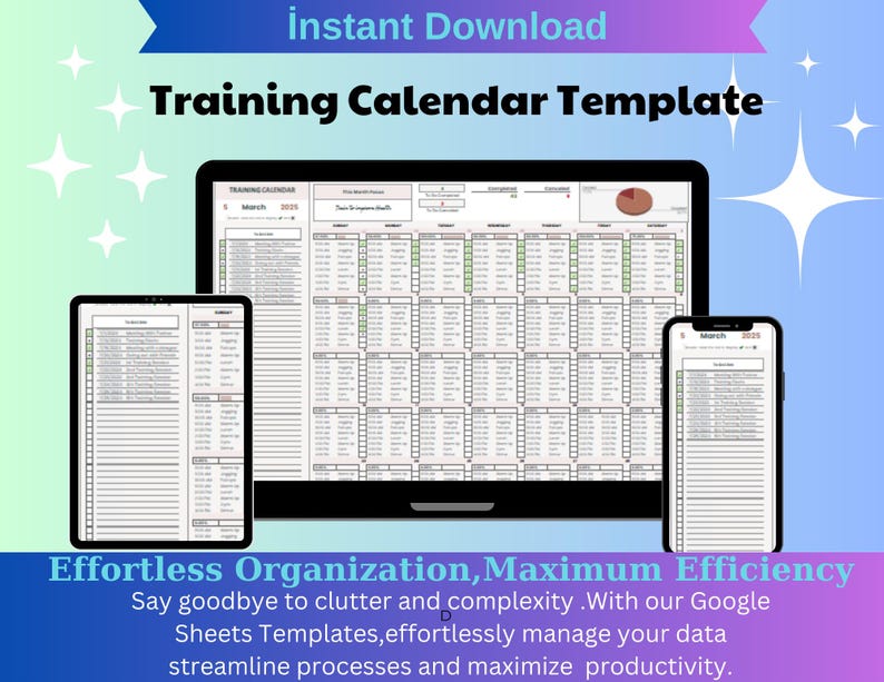 Training Calendar Template: Editable Google Sheets (digital Download ...