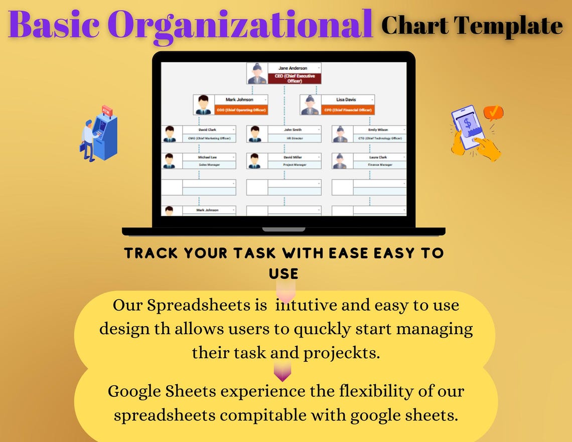 Basic Organizational Chart Template: Editable Business Structure ...