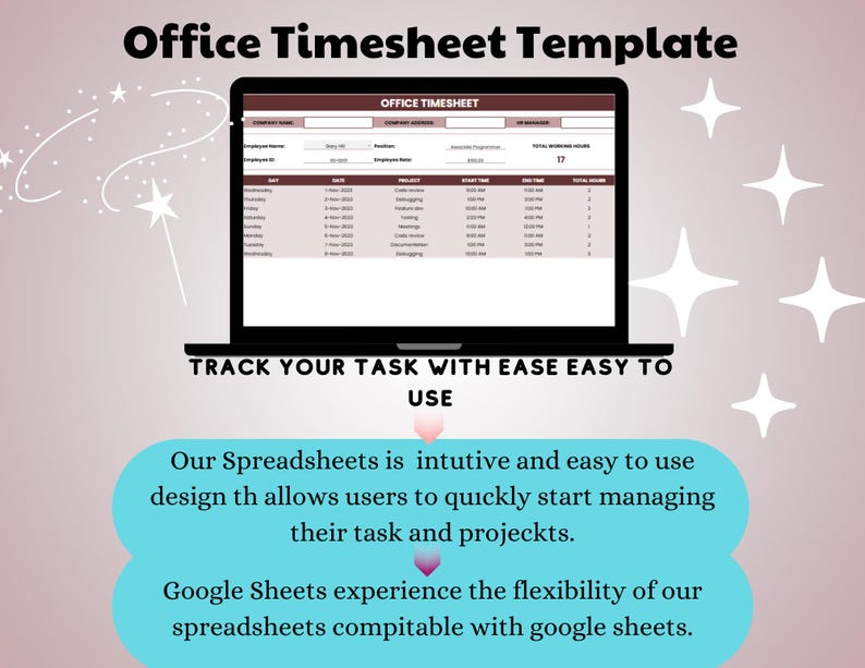 Office Timesheet Template|google Sheets|track Work Hours&attendance ...