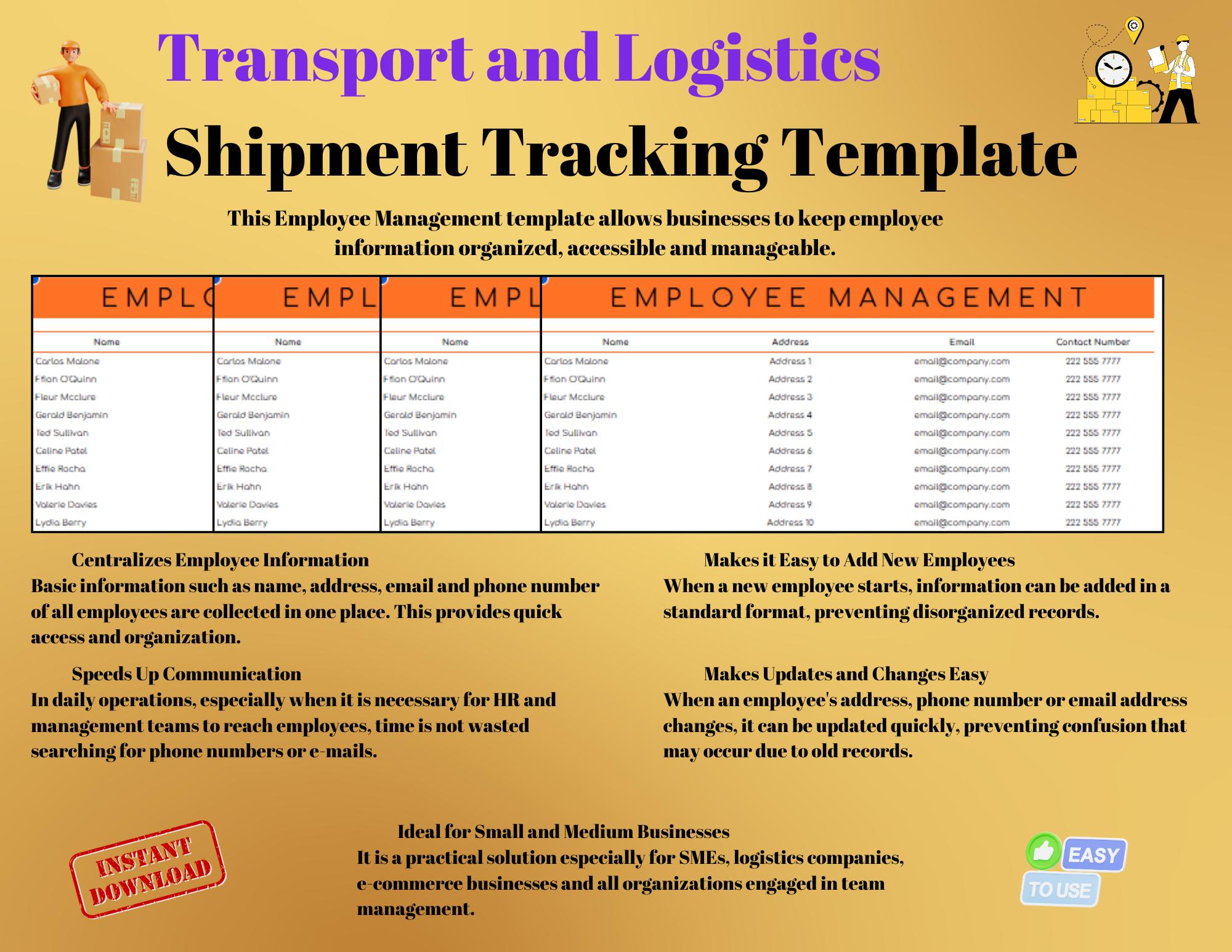 Transport and Logistics Shipment Tracking Spreadsheet Template ...