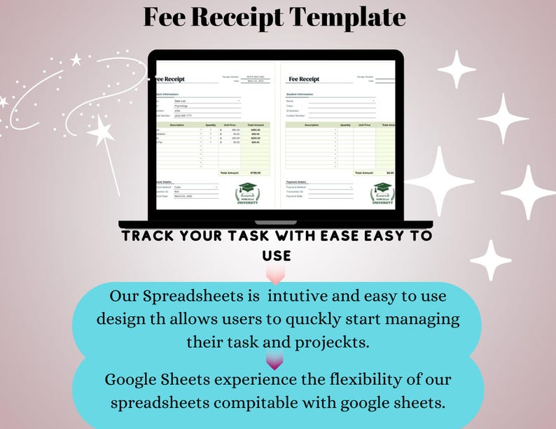 Fee Receipt Template, Digital Download, Editable and Easy to Use ...