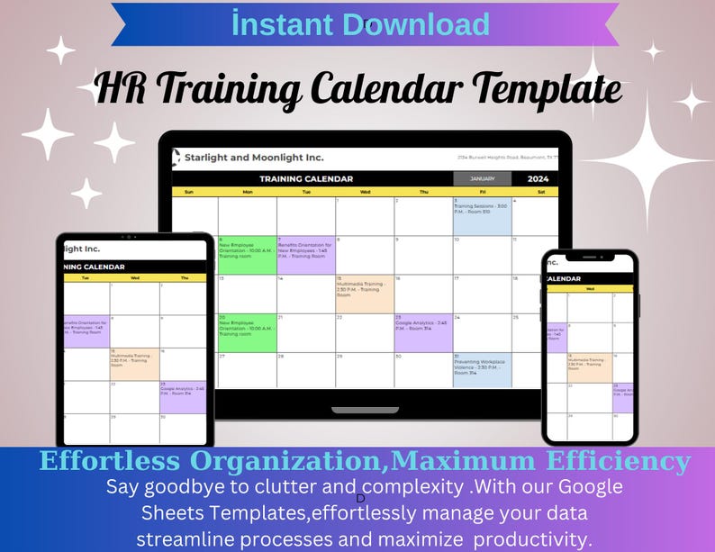 HR Training Calendar Template, Digital Download, Editable & Easy to Use ...