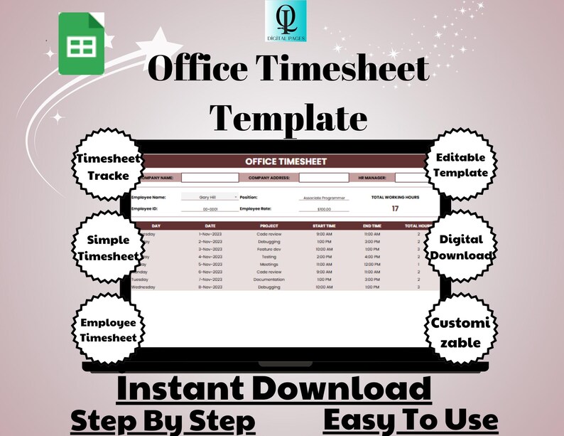 Office Timesheet Template|google Sheets|track Work Hours&attendance ...