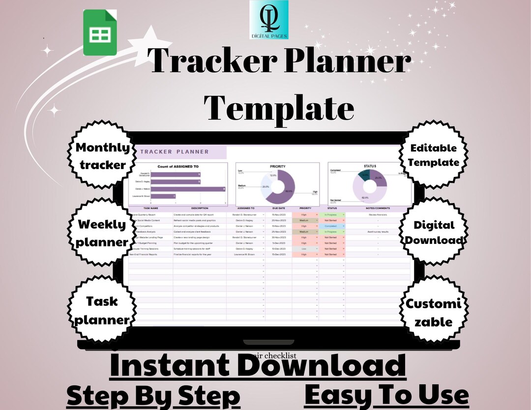 Tracker Planner Template: Editable Goal & Productivity Google Sheet ...