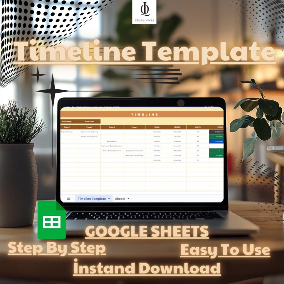 Timeline Template|googlesheets Customizable Project Planner|easy-to-use ...