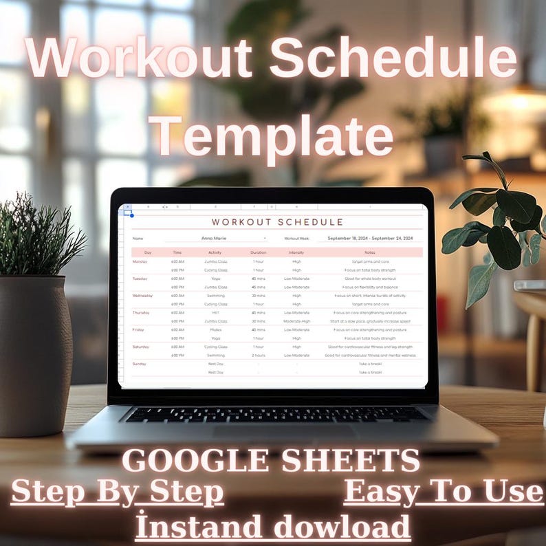 Workout Schedule Template | Google Sheets Fitness Planner|customizable ...