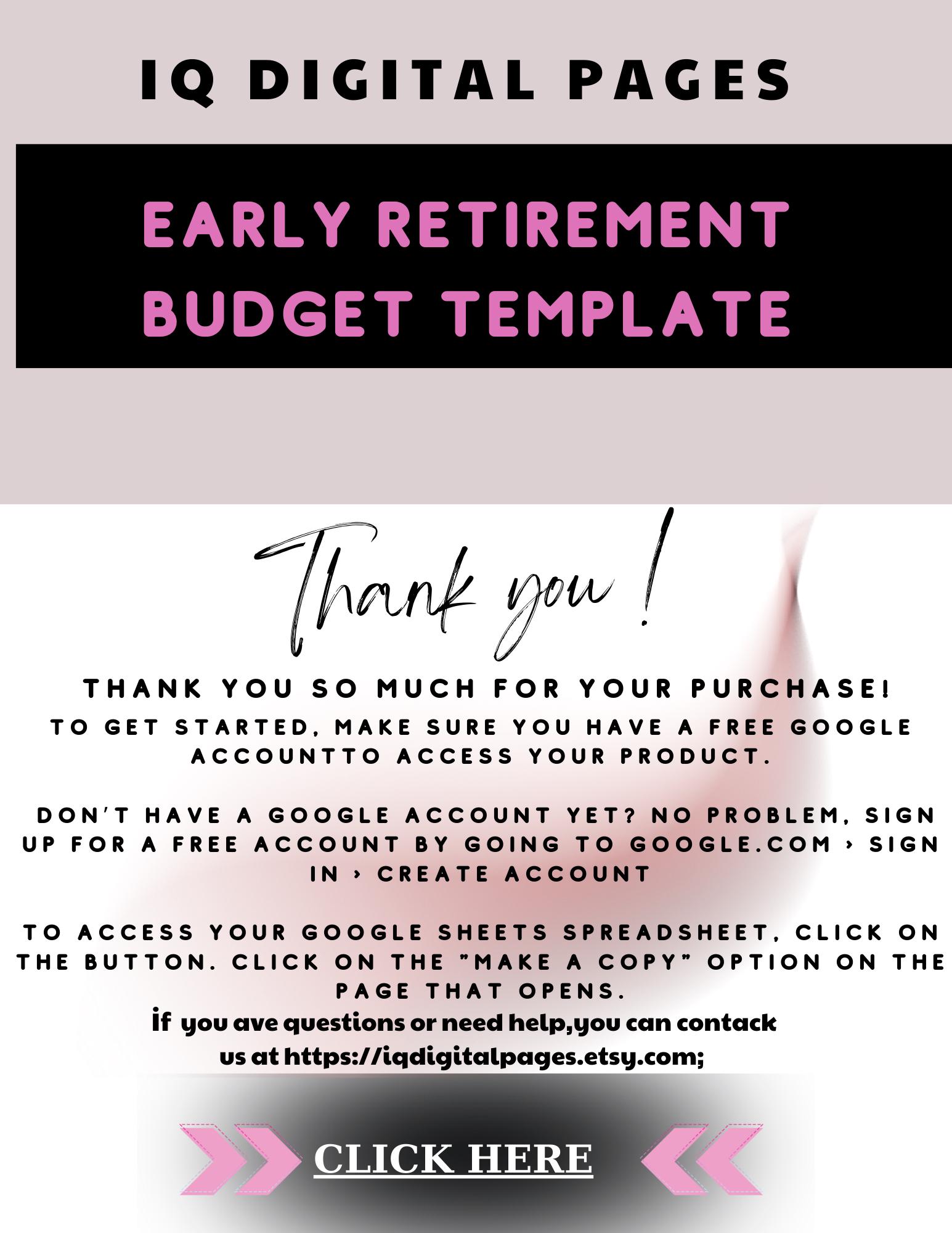 Early Retirement Budget Template, Editable Google Sheets, Digital ...