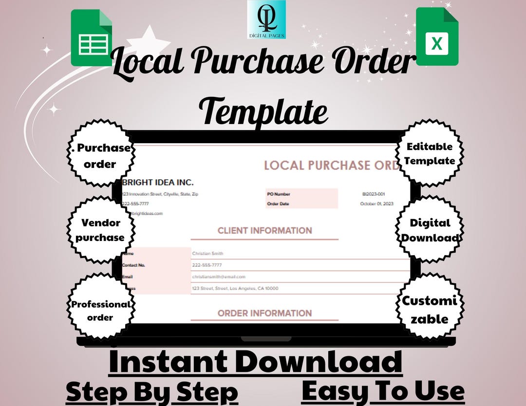 Local Purchase Order Template, Digital Download, Editable & Easy to Use ...